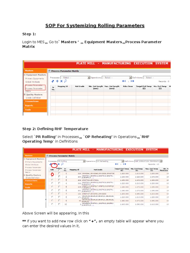 SOP For Systemizing Rolling Parameters | PDF | Teaching Mathematics
