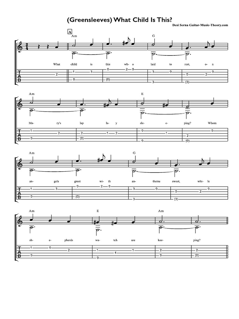 What Child Is This Greensleeves Guitar Tab | PDF