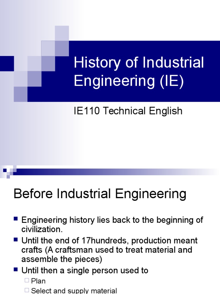 Evolution of Industrial Engineering | PDF | Industrial Engineering ...