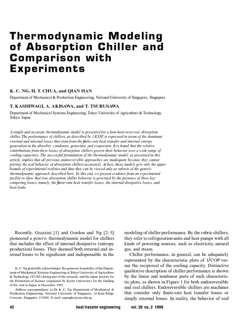 Thermodynamic Modeling of Absorption Chiller PDF | PDF | Heat | Heat ...