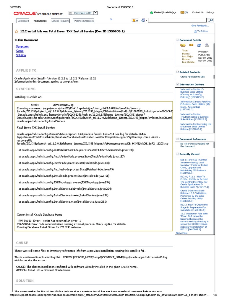 12 2 Installation Error | PDF | Oracle Database | Java (Programming Language)