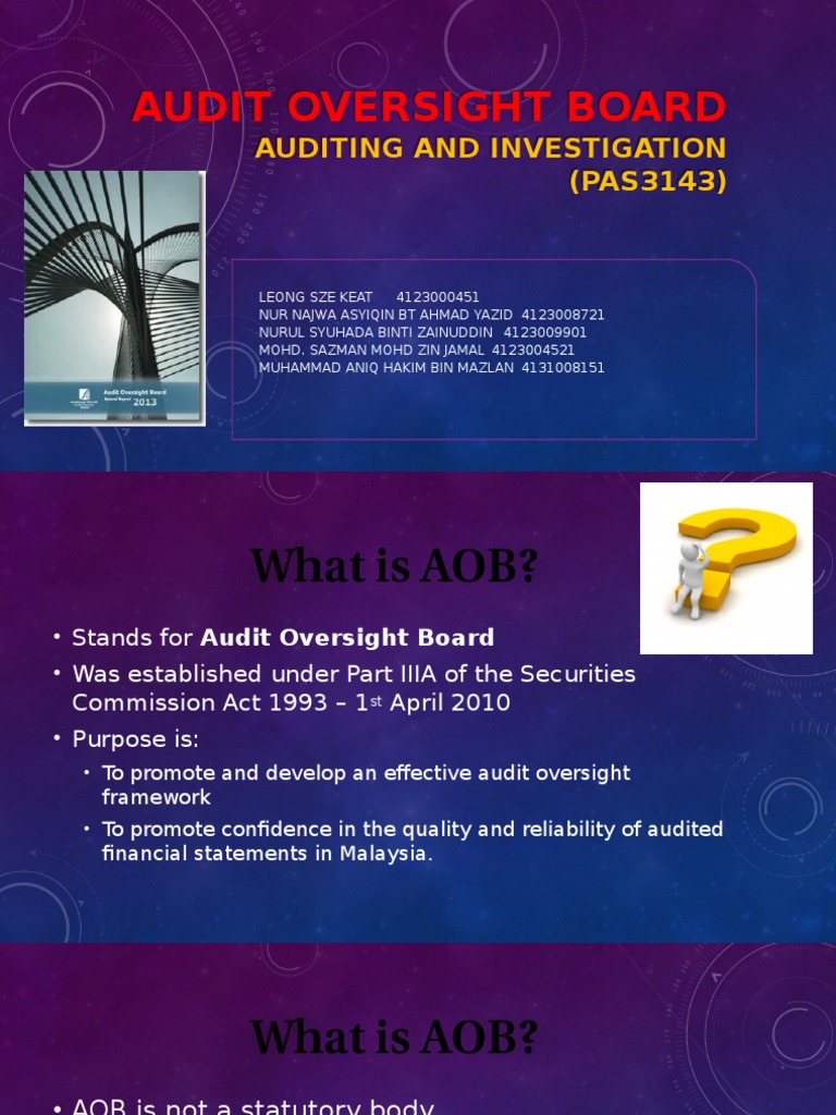 Audit Oversight Board | PDF | Financial Audit | Audit