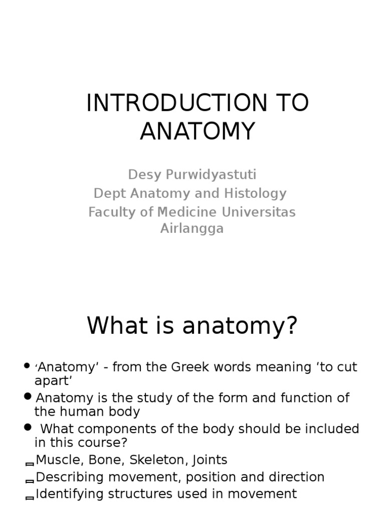 Introduction To Anatomy | PDF | Anatomical Terms Of Location | Zoology