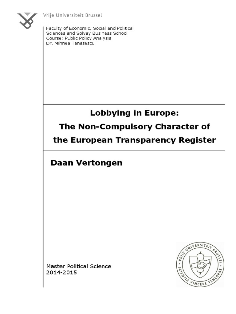 Policy Brief European Transparency Register | PDF