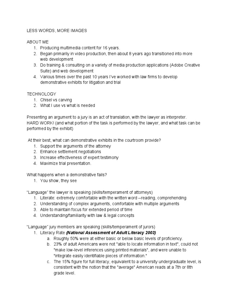 Speakers Notes | PDF | Literacy | Lawyer