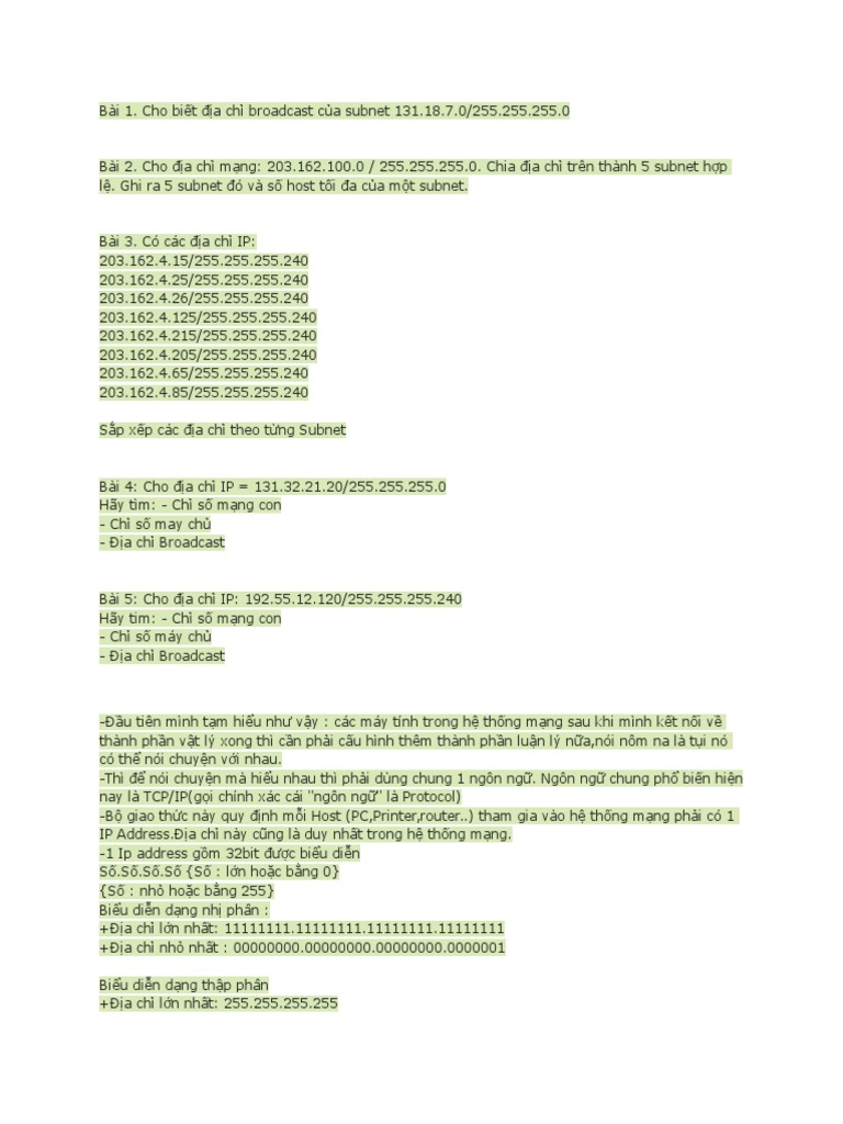 Bai Tap Chia Ip | PDF