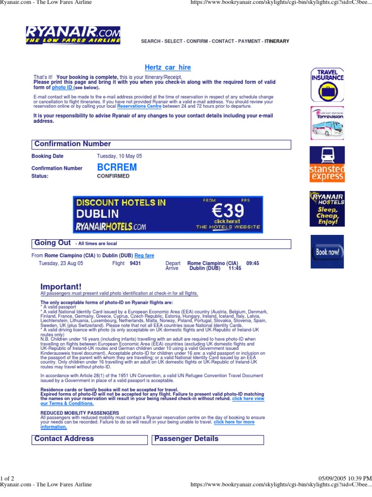 Ryanair | PDF | Identity Document | Official Documents