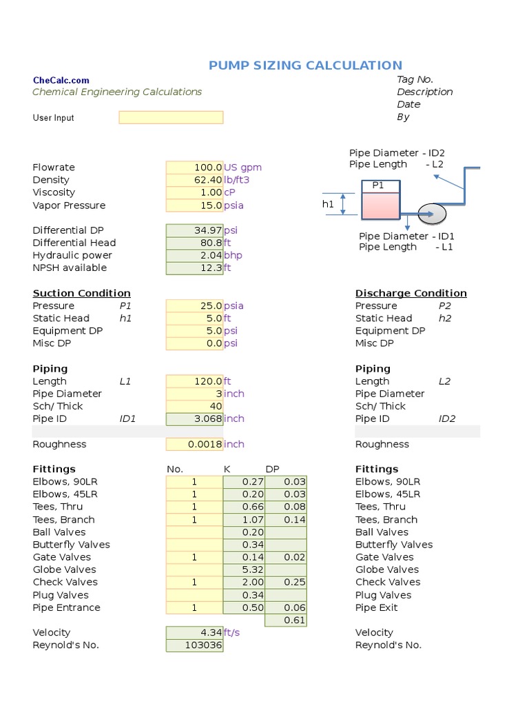 Pump Sizing Calculation | PDF | Pump | Pipe (Fluid Conveyance)