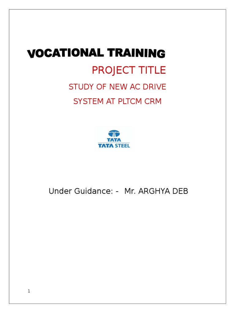 PLTCM Project at Tata Steel | PDF | Electromagnetic Induction ...