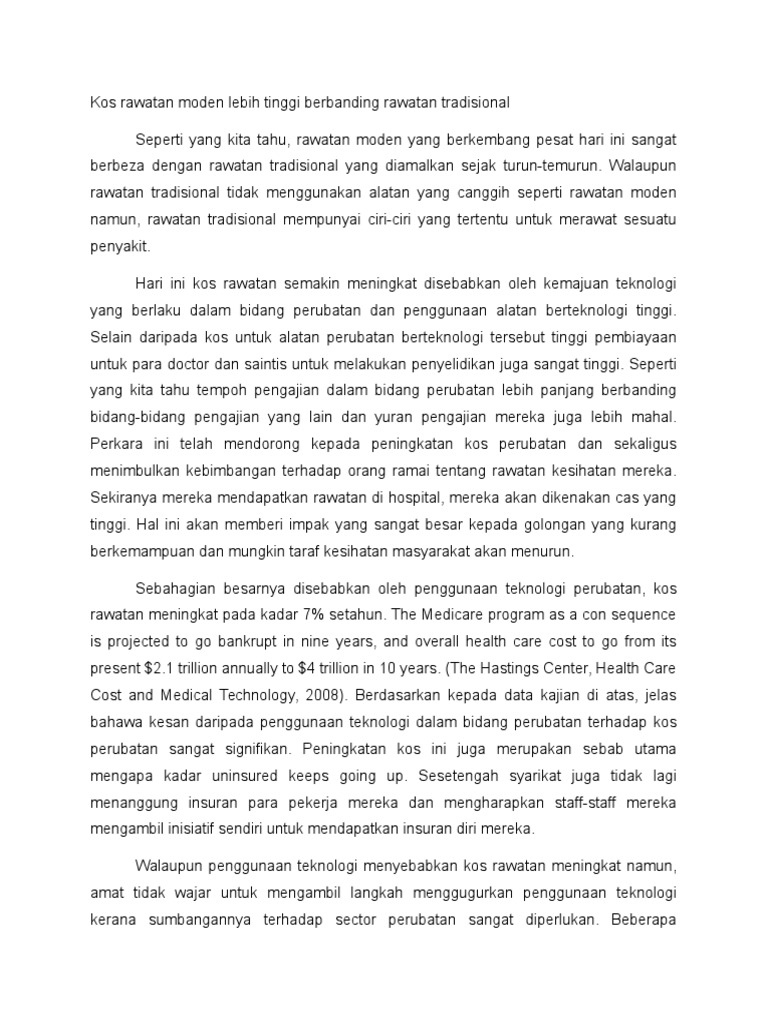Kos Rawatan Moden Lebih Tinggi Berbanding Rawatan Tradisional | PDF