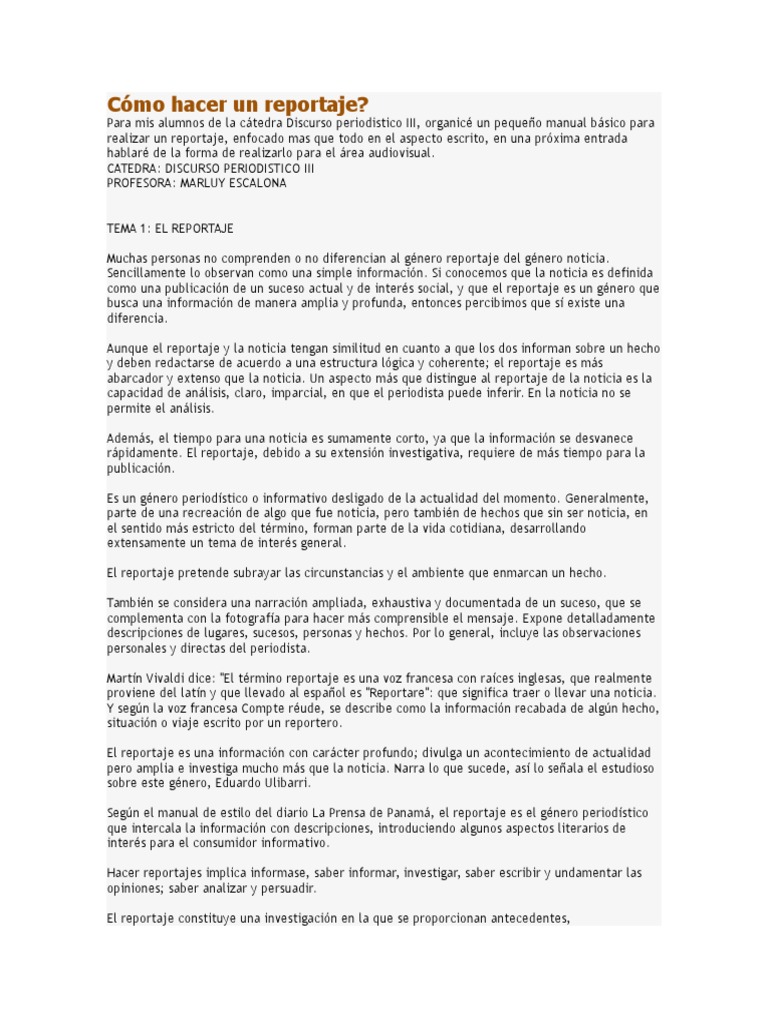 Cómo Hacer Un Reportaje | PDF | Periodismo | Radio