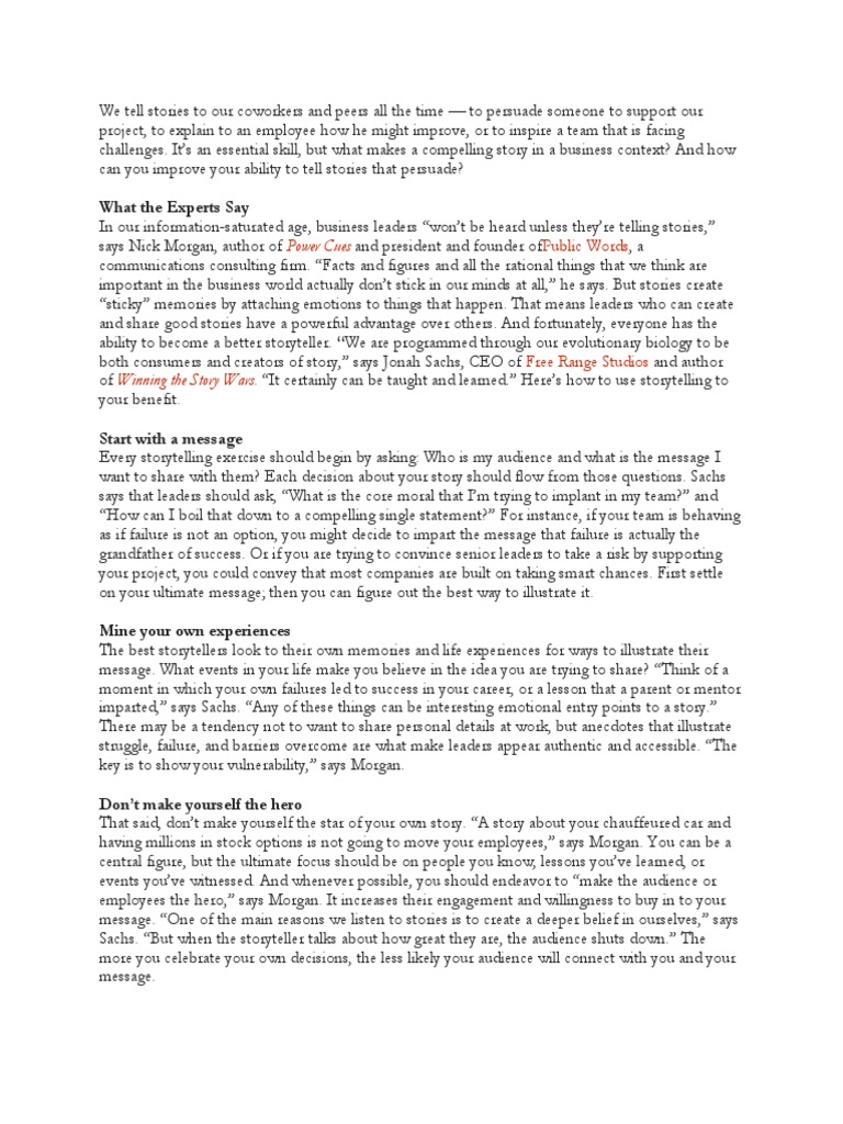 What The Experts Say: Power Cues | Download Free PDF | Storytelling ...