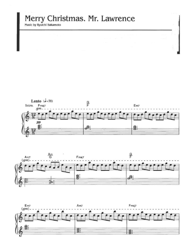 Ryuichi Sakamoto Merry Christmas MR Lawrence Sheet Music | PDF ...