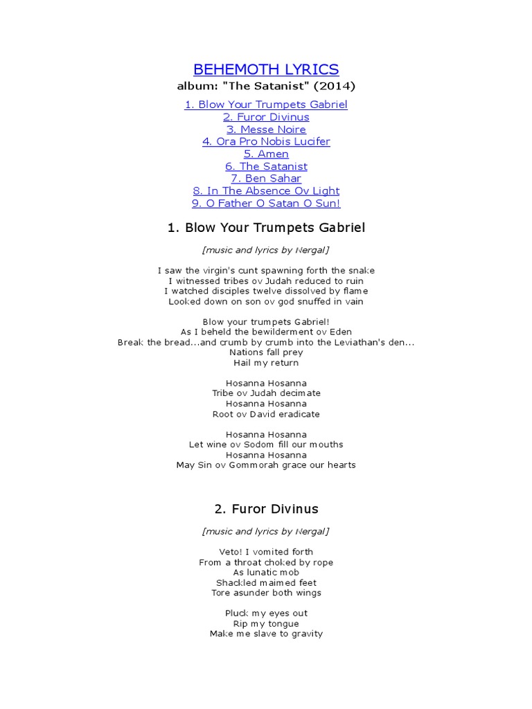 Behemoth Lyrics | PDF | Religious Belief And Doctrine | Mythology