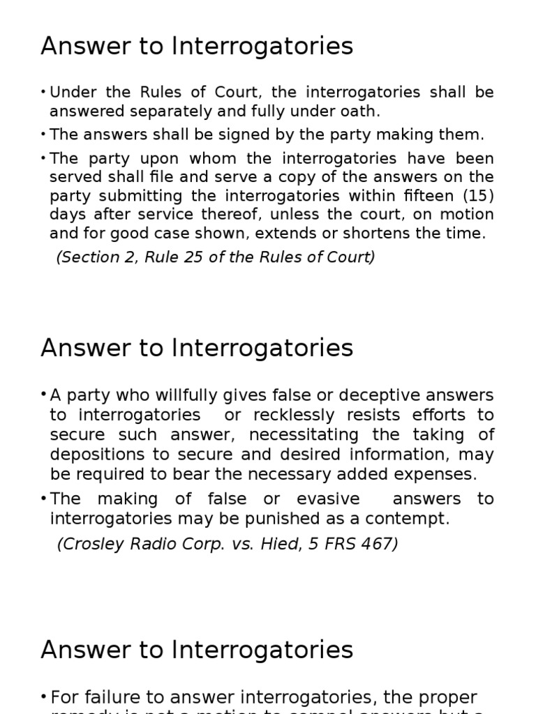 Guidelines for Answering Interrogatories | PDF | Interrogatories ...
