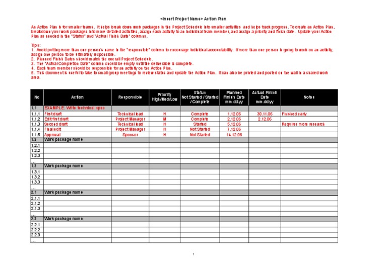 Action Plan for Small Teams | PDF