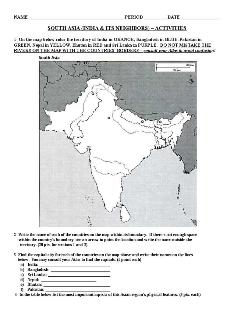 South Asia: India and Neighbors Activities | PDF | South Asia | Bangladesh