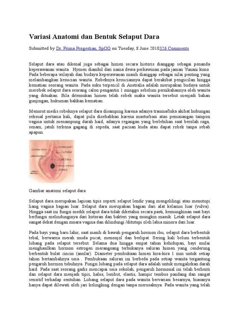 Variasi Anatomi Dan Bentuk Selaput Dara | PDF