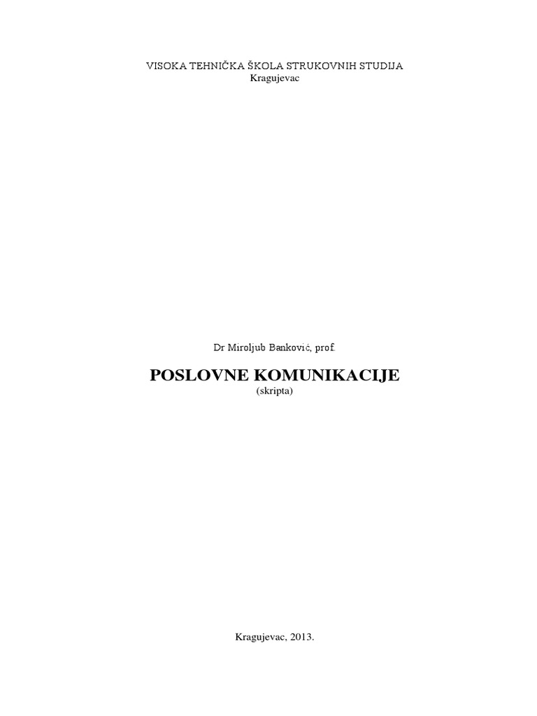 POSLOVNE KOMUNIKACIJE-skripta | PDF