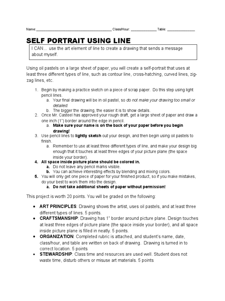 Self Portrait Rubric | PDF | Art