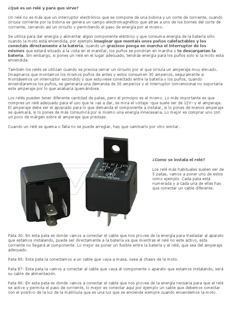 Funcionamiento y uso del relé | PDF | Relé | Equipo eléctrico