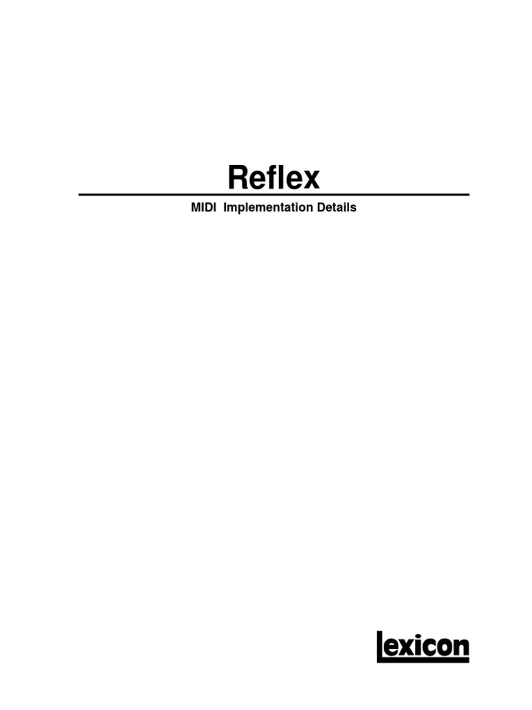 Lexicon Reflex MIDI Implementation Guide | PDF | Parameter (Computer Programming) | Synthesizer
