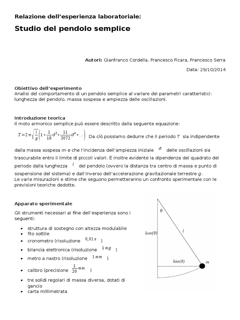 Relazione 2 Pendolo | PDF