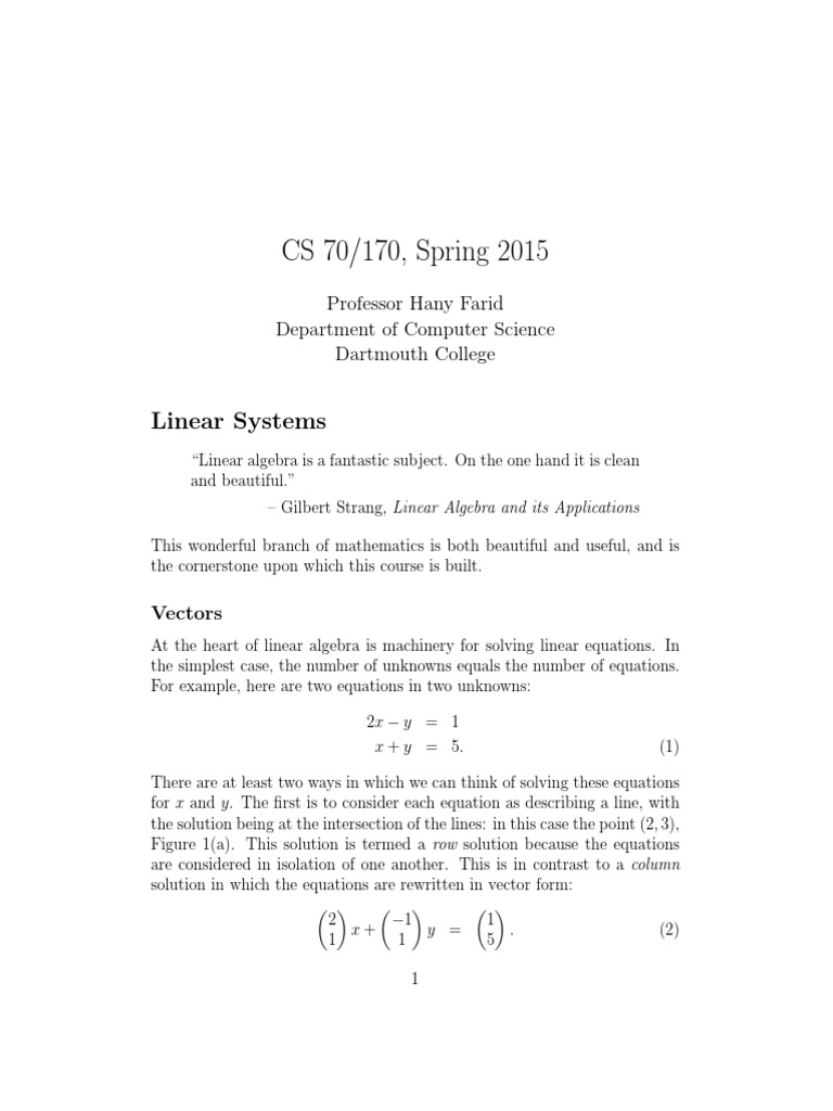 Linear Systems | PDF | Linear Subspace | Matrix (Mathematics)