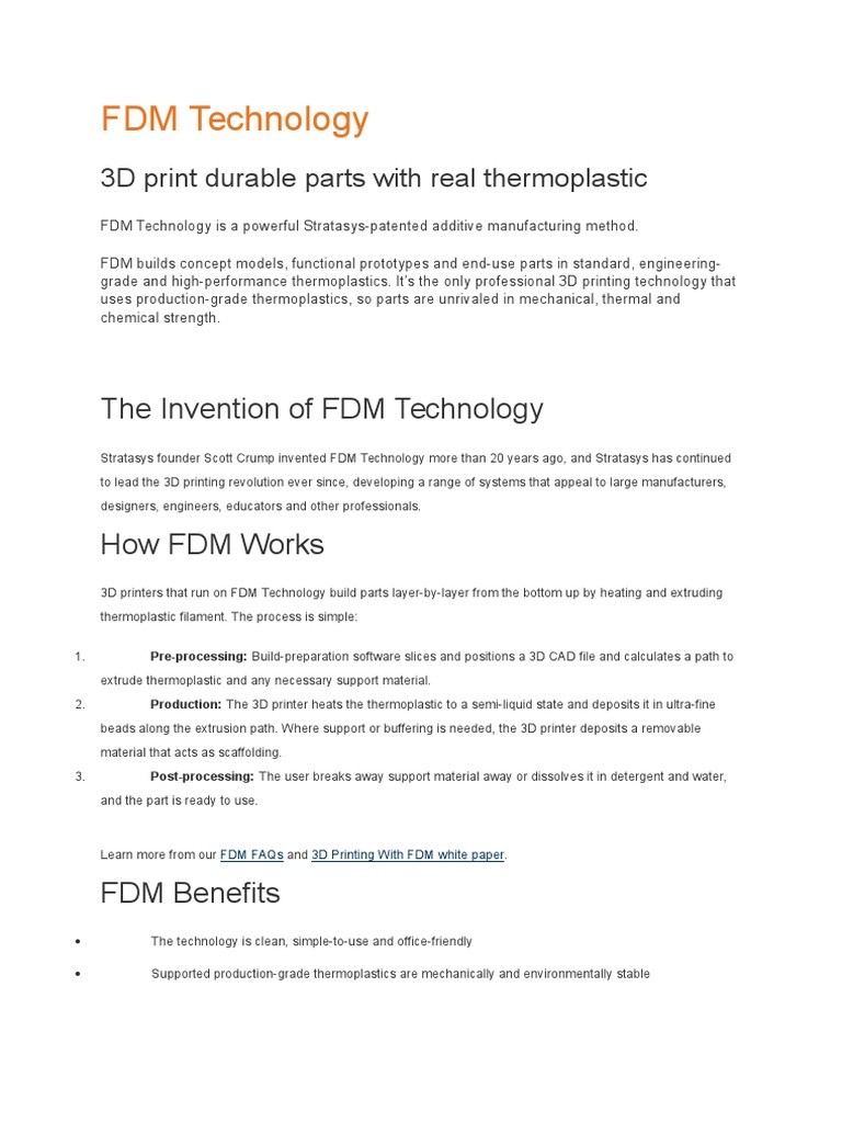 The Invention of FDM Technology | PDF | 3 D Printing | Building Engineering
