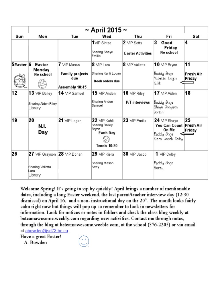 April Calendar | PDF