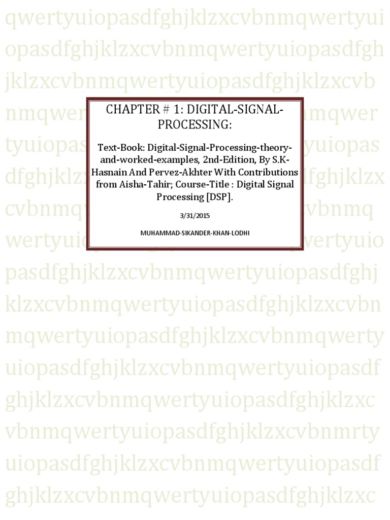 CH-1 On DSP, Digital Signal Processing | PDF | Signal (Electrical ...