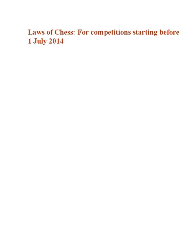 FIDE Laws of Chess Overview 2014 | PDF | Law