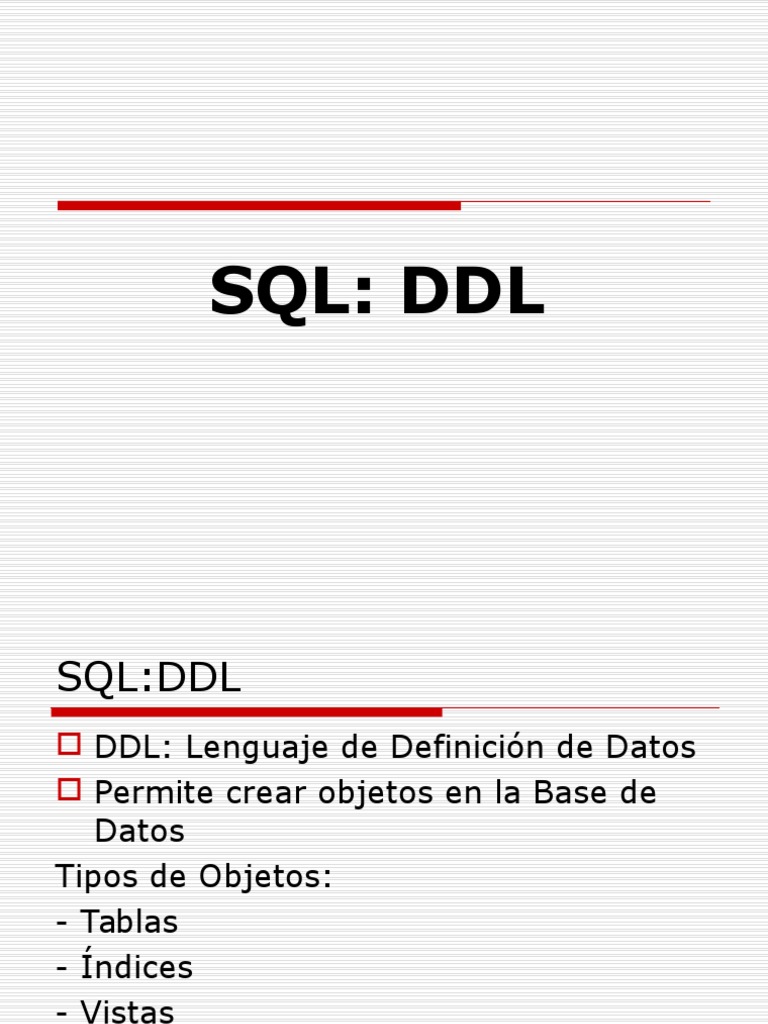 SQL-Lenguaje de Definicion de Datos-DDL | PDF | SQL | Diseño de software