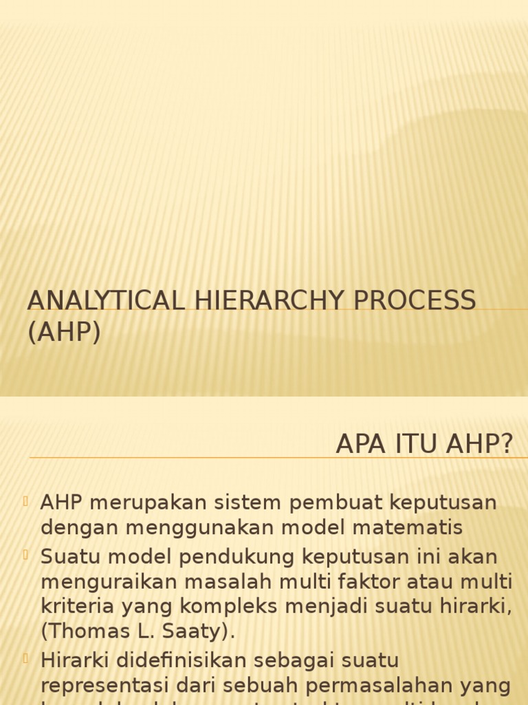 Analytical Hierarchy Process (Ahp) | PDF