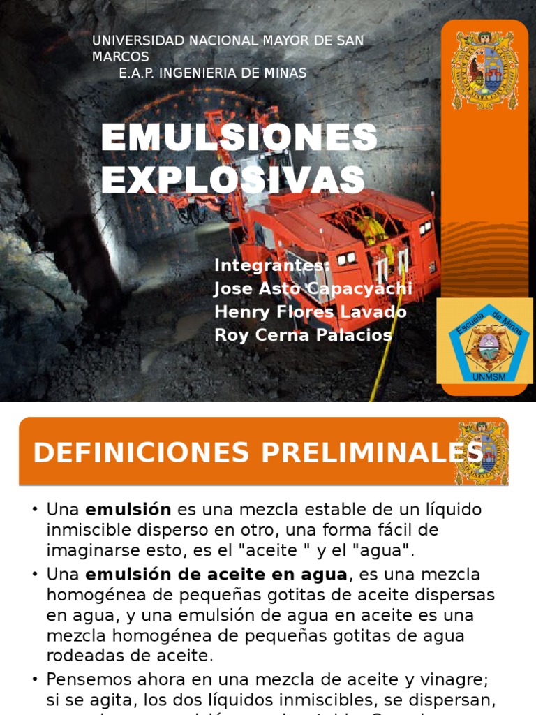 Emulsiones Explosivas: Fabricación y Propiedades | PDF | Química ...