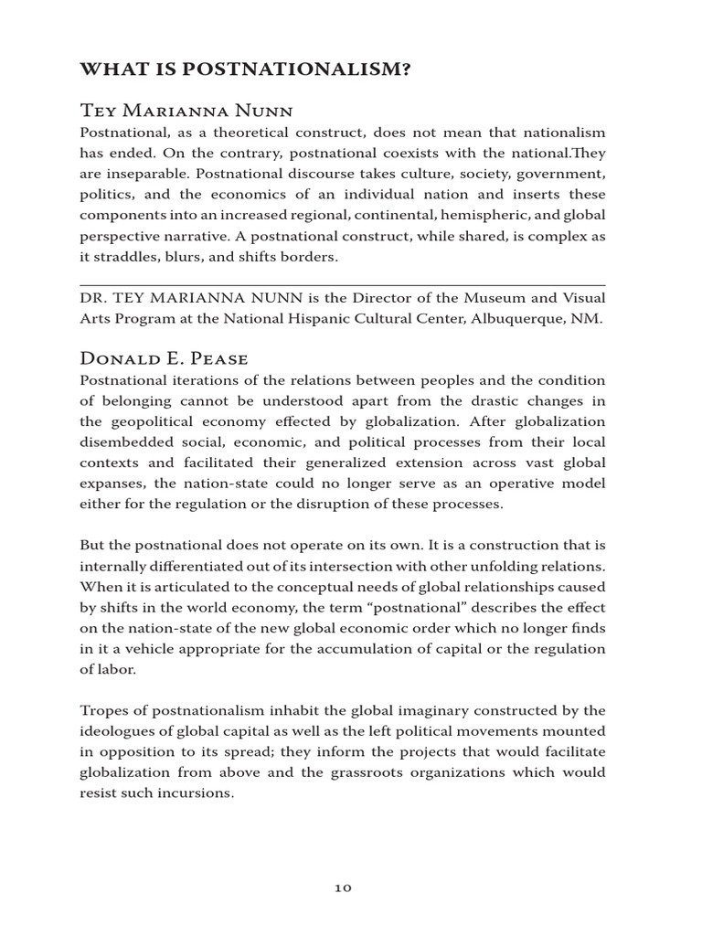Nunn What Is Postnationalism | PDF | Globalization | Nationalism