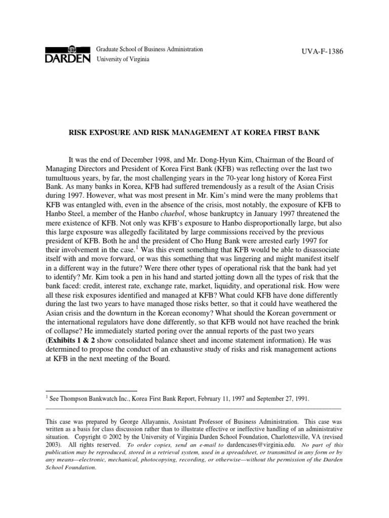 Korea First Bank - Case | PDF | Banks | Interest
