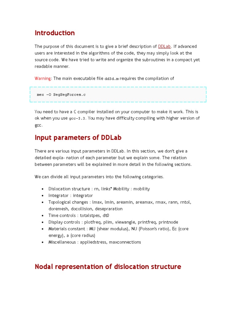 DDLab Manuals | PDF | Dislocation | Stress (Mechanics)