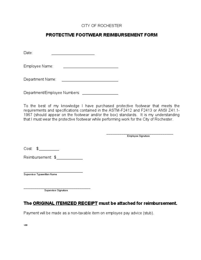 Rochester Protective Footwear Reimbursement Form | PDF
