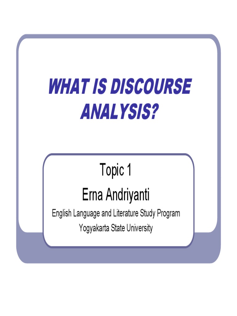 What Is Discourse Analysis Pdf Context Language Use Linguistics