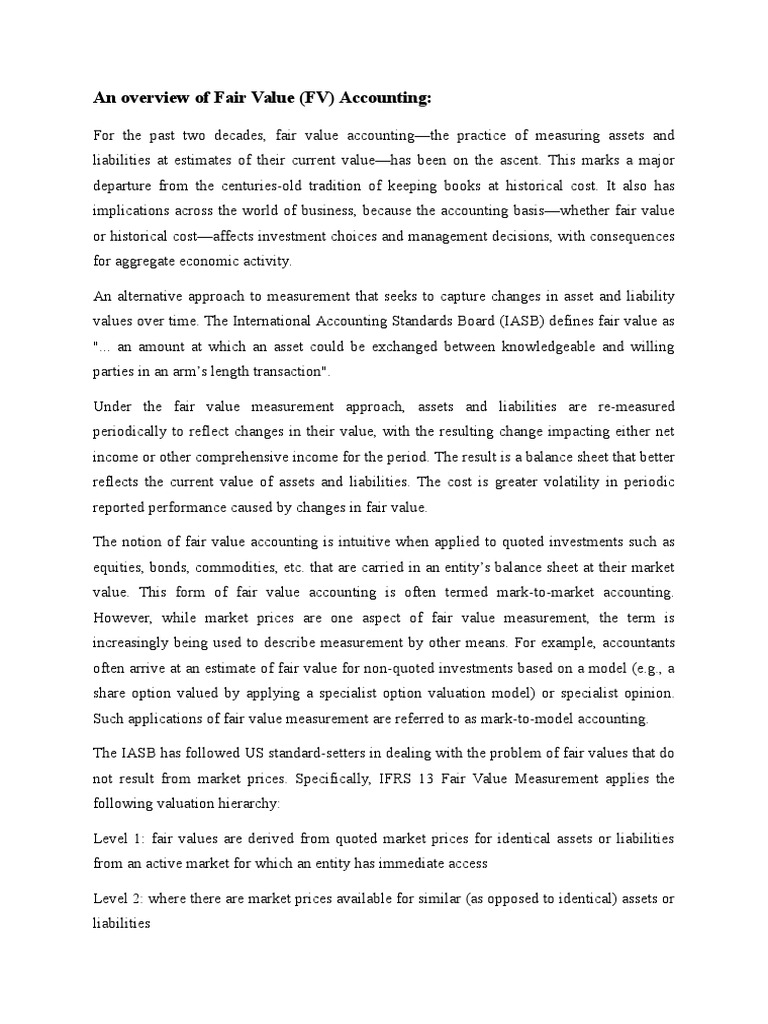 Fair Value Accounting | PDF | Mark To Market Accounting | Fair Value