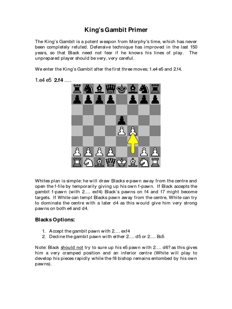 King's Gambit Primer: How to Accept or Decline the Famous Opening | PDF ...