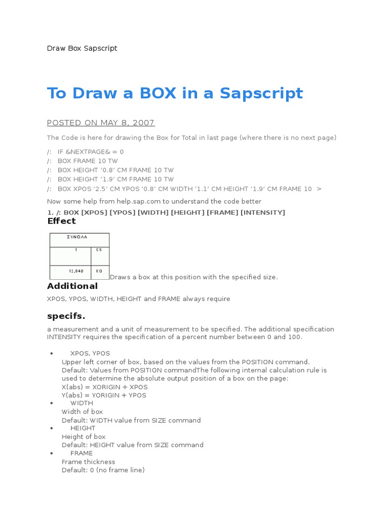 Draw Box Sapscript | Download Free PDF | Parameter (Computer Programming) | Teaching Mathematics