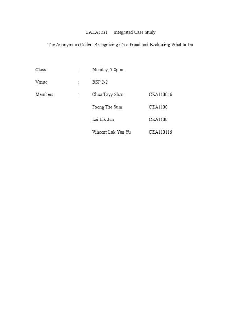 The Anonymous Caller | PDF