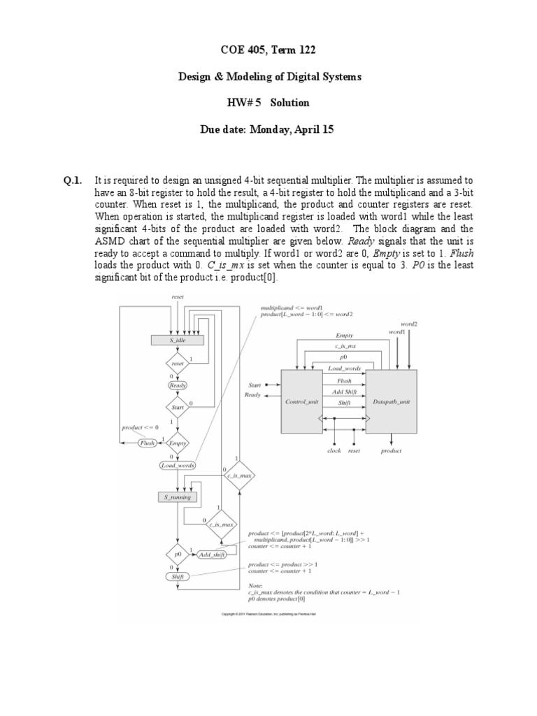 COE 405, Term 122 Design & Modeling of Digital Systems HW# 5 Solution ...