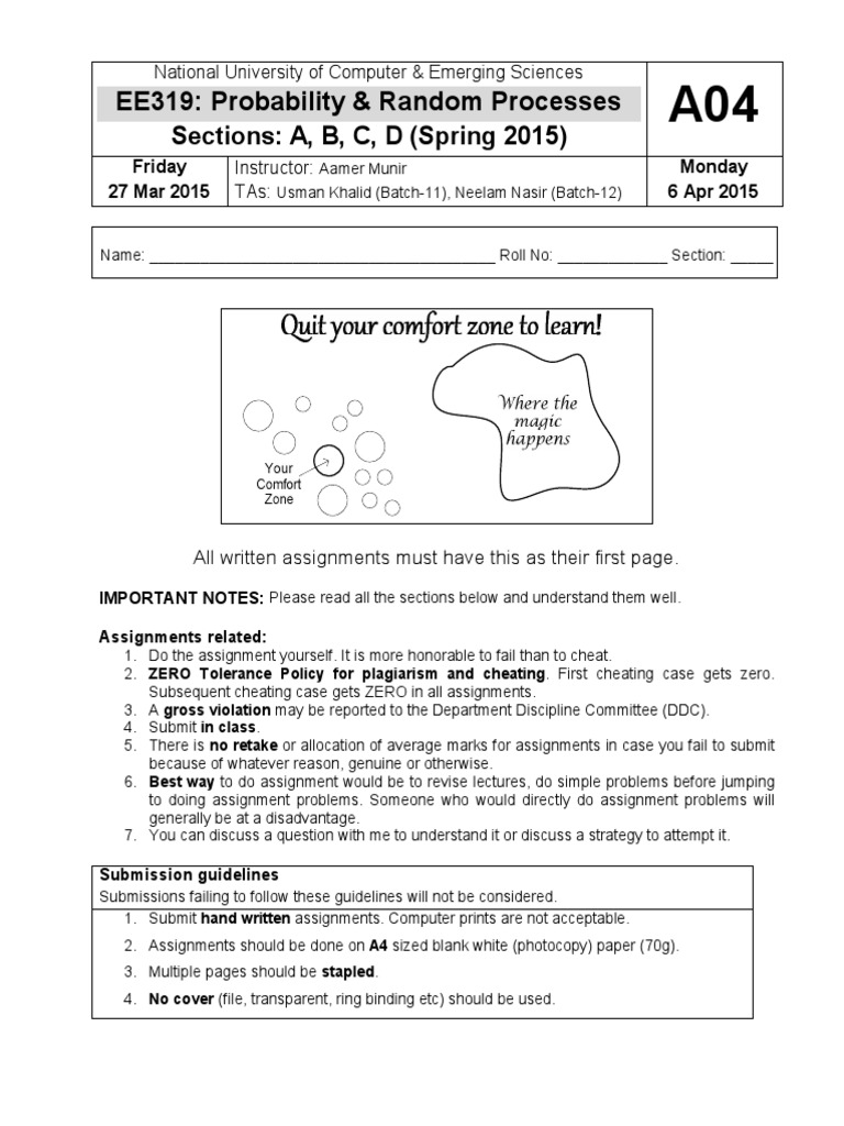 Probability Assignment | Download Free PDF | Expected Value | Random Variable