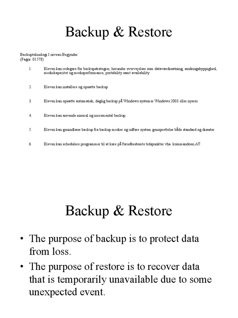Backup & Restore | PDF | Backup | Computer Data Storage