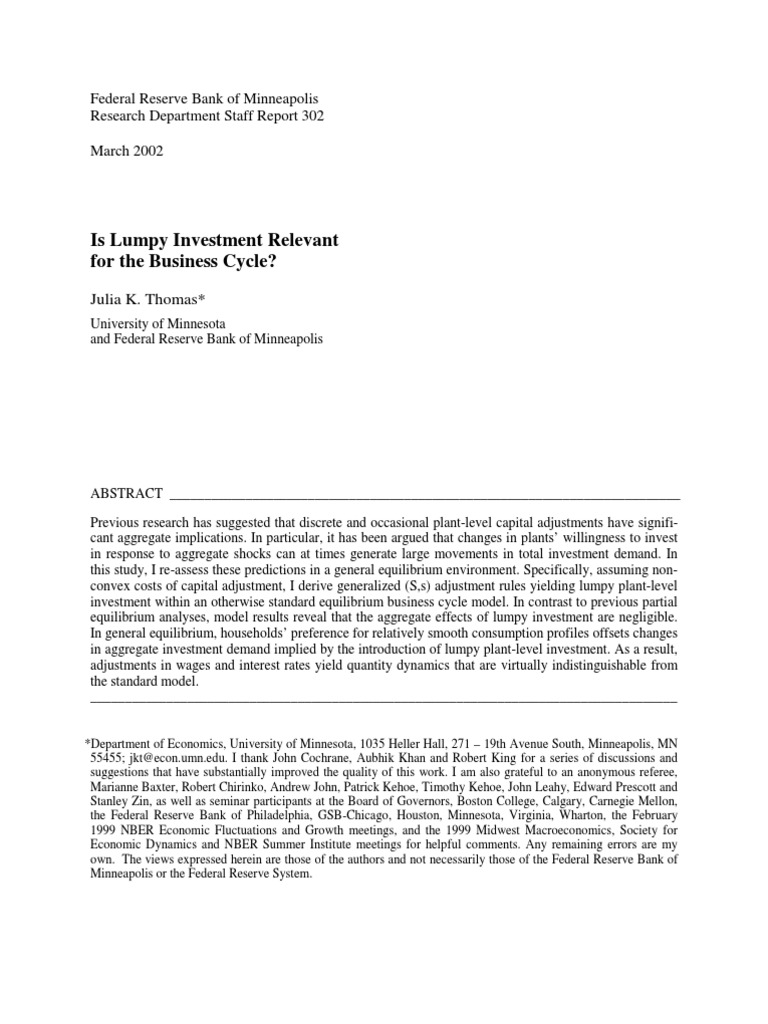 Is Lumpy Investment Relevant For The Business Cycle? | PDF | Labour ...