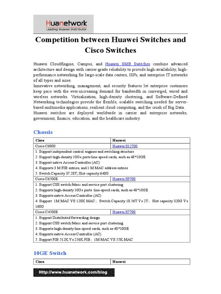 Competition Between Huawei Switches and Cisco Switches | PDF | Network ...