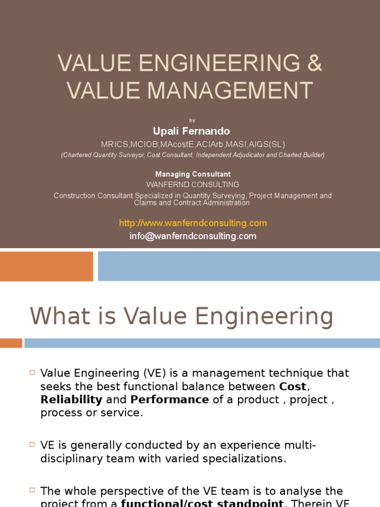 Value Engineering Value Management-1 | PDF | Business | Economies